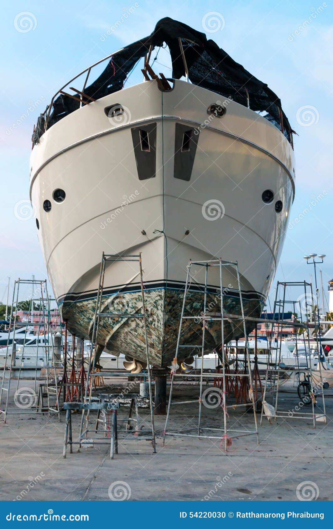 Yacht at the Shipyard for Maintenance Stock Photo - Image of vessel ...