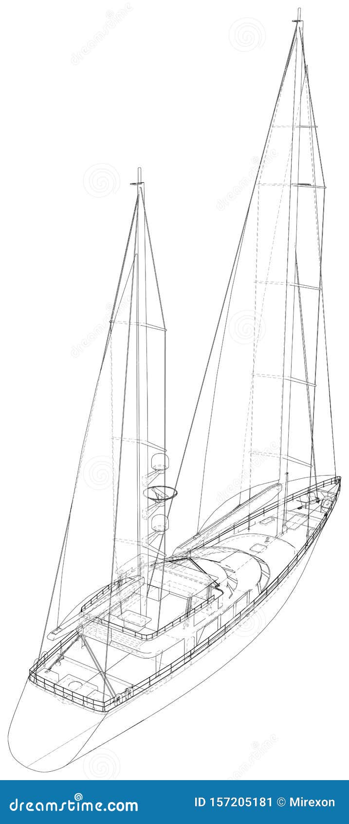 Yacht. Technical Illustration Wire-frame Stock Vector - Illustration of ...