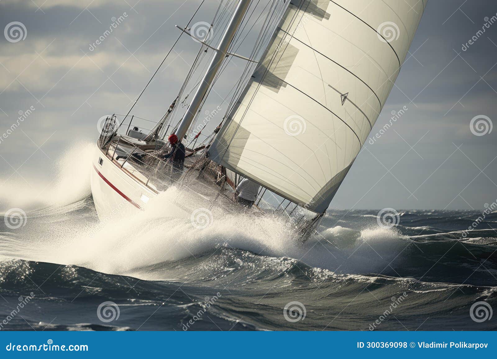 The Yacht Tilted on Strong Waves Stock Photo - Image of holiday ...