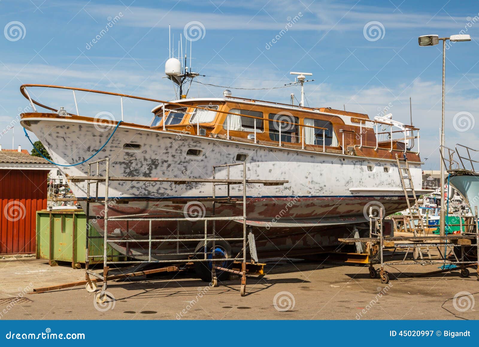 Yacht under repairs stock image. Image of worn, harbor - 45020997