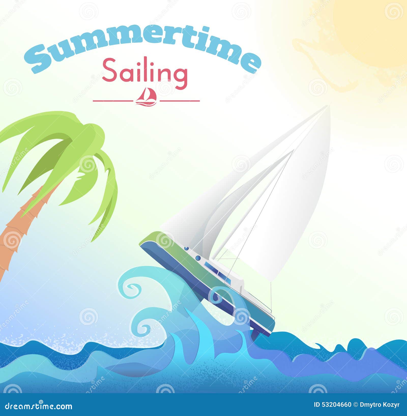 Yacht on the wave stock illustration. Illustration of tour - 53204660