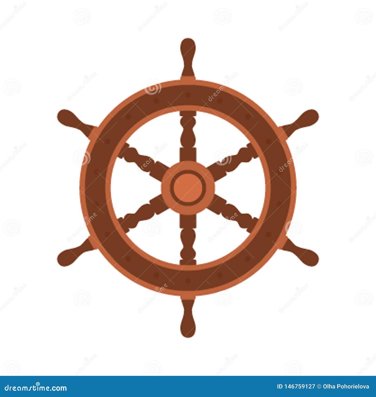 Yacht Wheel Vector Illustration Isolated on White Background Stock ...