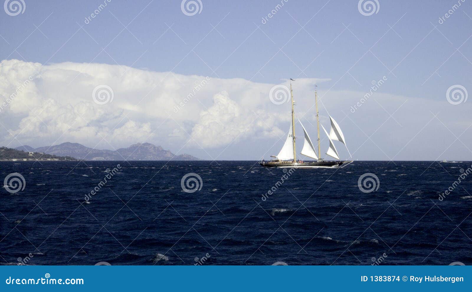 Yacht on a wild sea stock photo. Image of caps, hills - 1383874