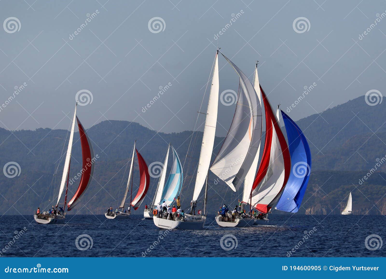 Yachts with Colored Spinnaker Racing in Gocek Editorial Image - Image ...