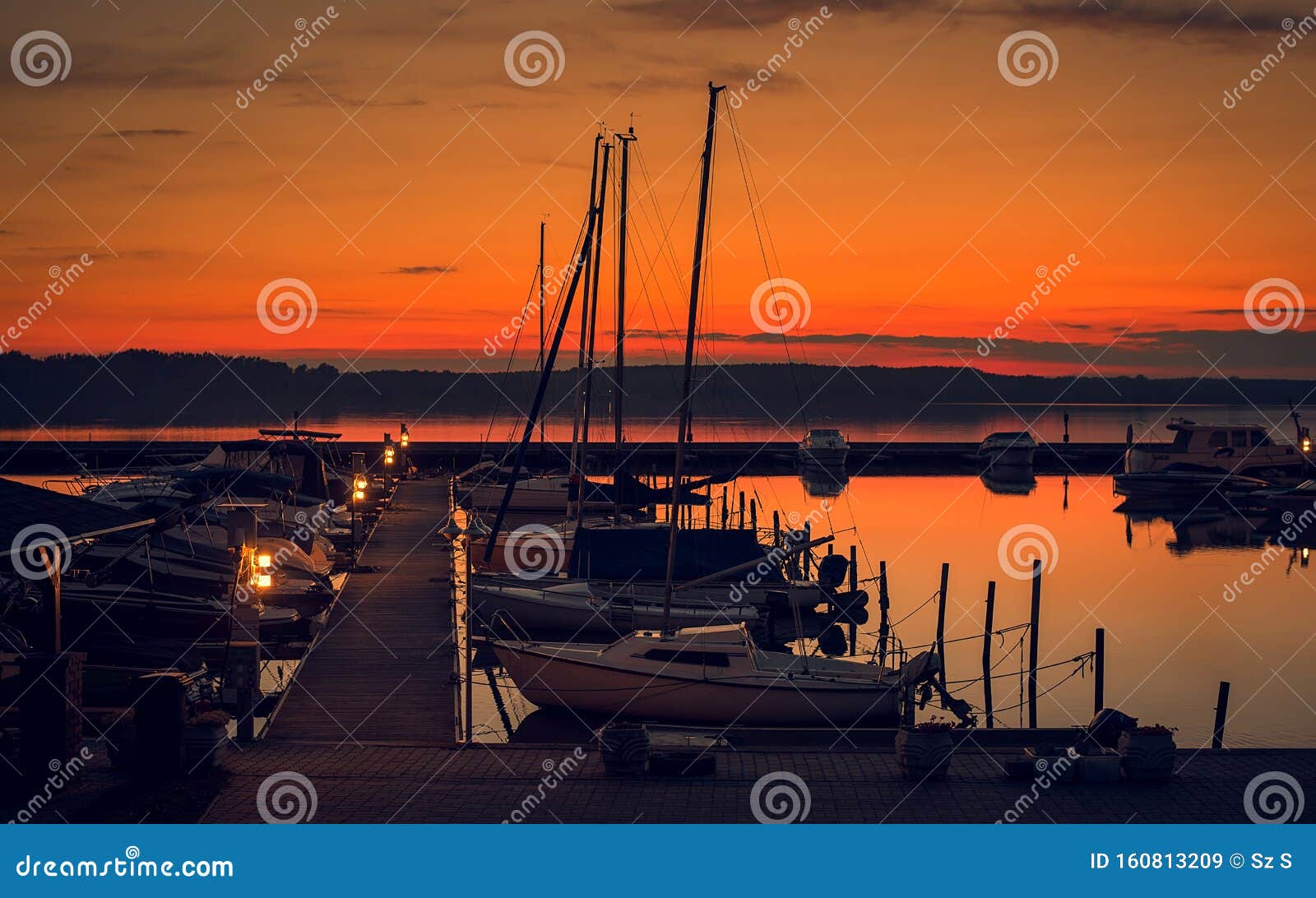 Yachts in the Harbor at Sunset Stock Image - Image of boat, clouds ...