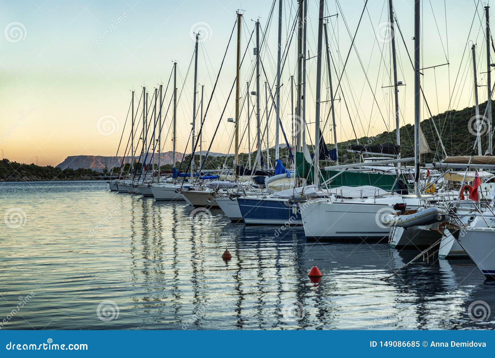 Yachts in the Marina at Sunset in the Evening Stock Image - Image of ...