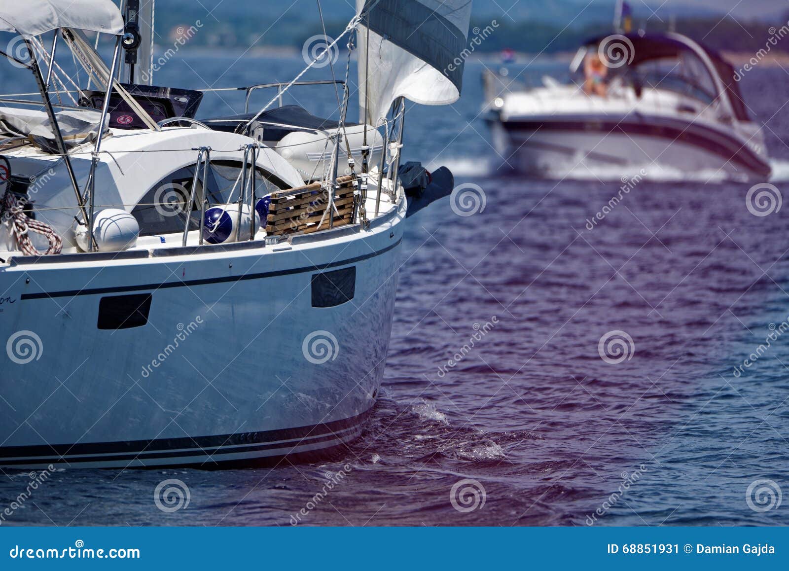 Yachts Passing by on the Track Stock Image - Image of blue, passing ...