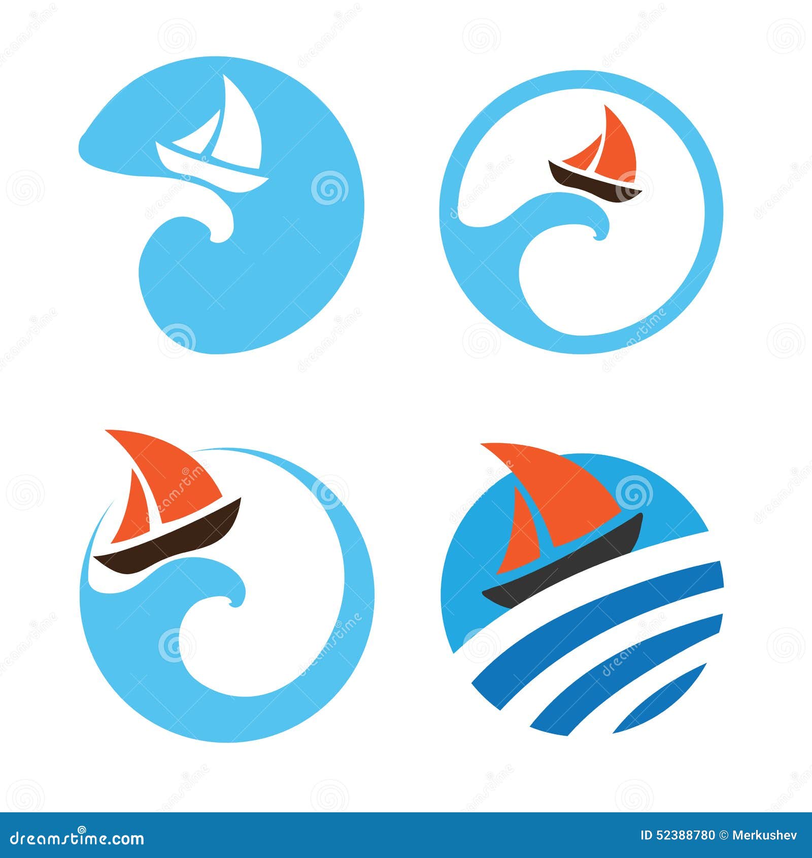Yachts and Sailing Boats. Set of Vector Logos Stock Vector ...
