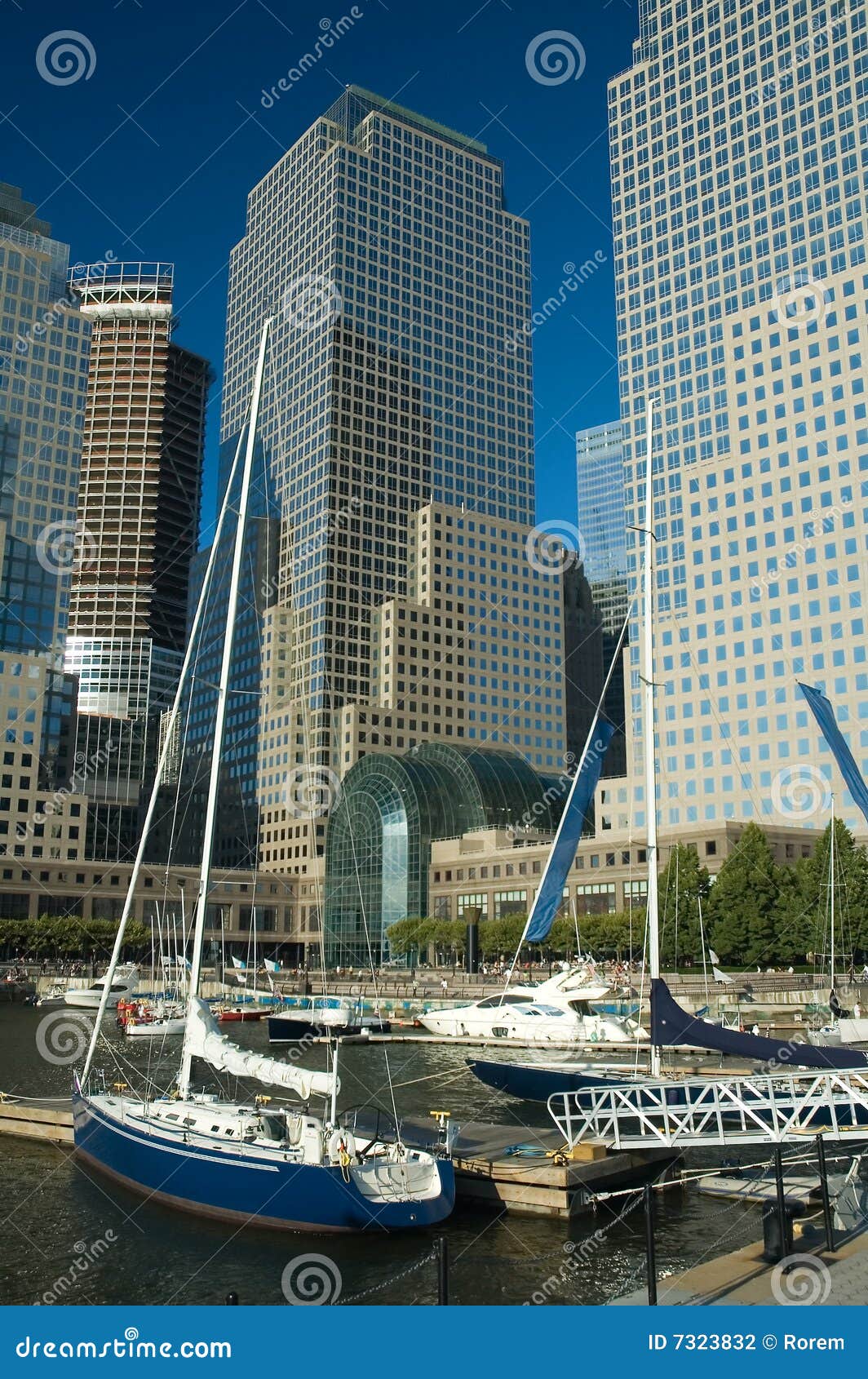 Yachts and wtc stock photo. Image of port, centre, boat - 7323832