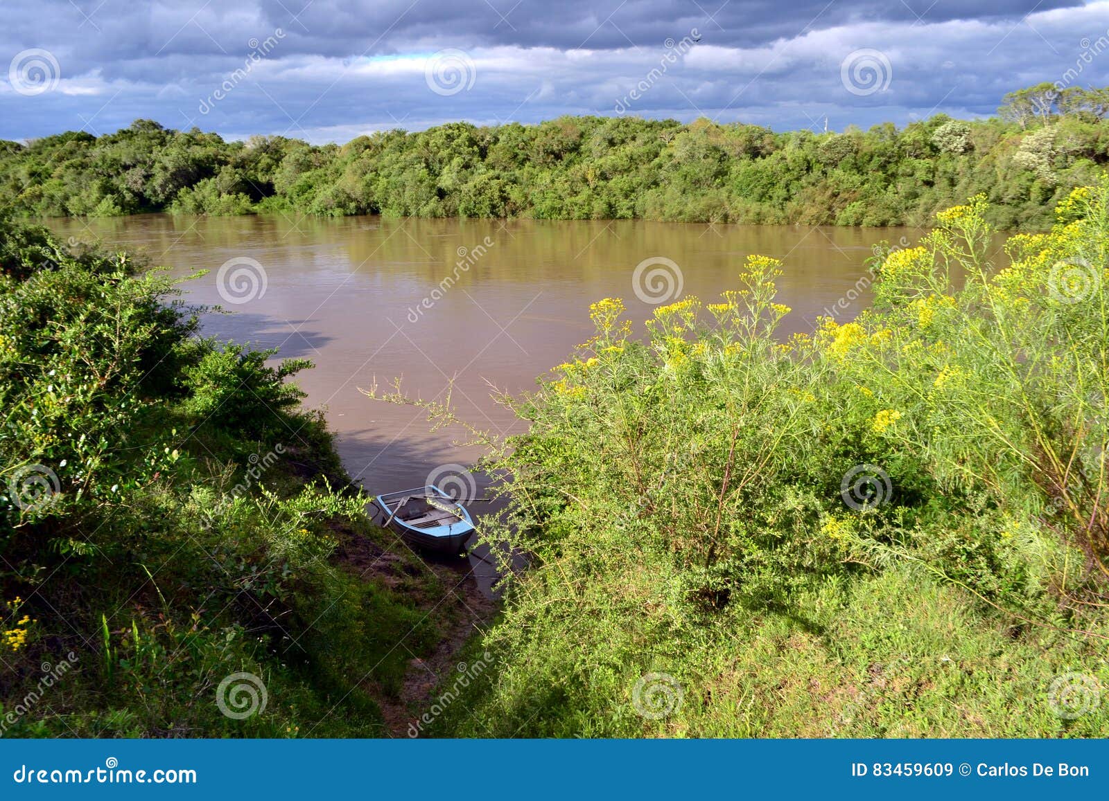 Yaguaron river and nature stock image. Image of place - 83459609
