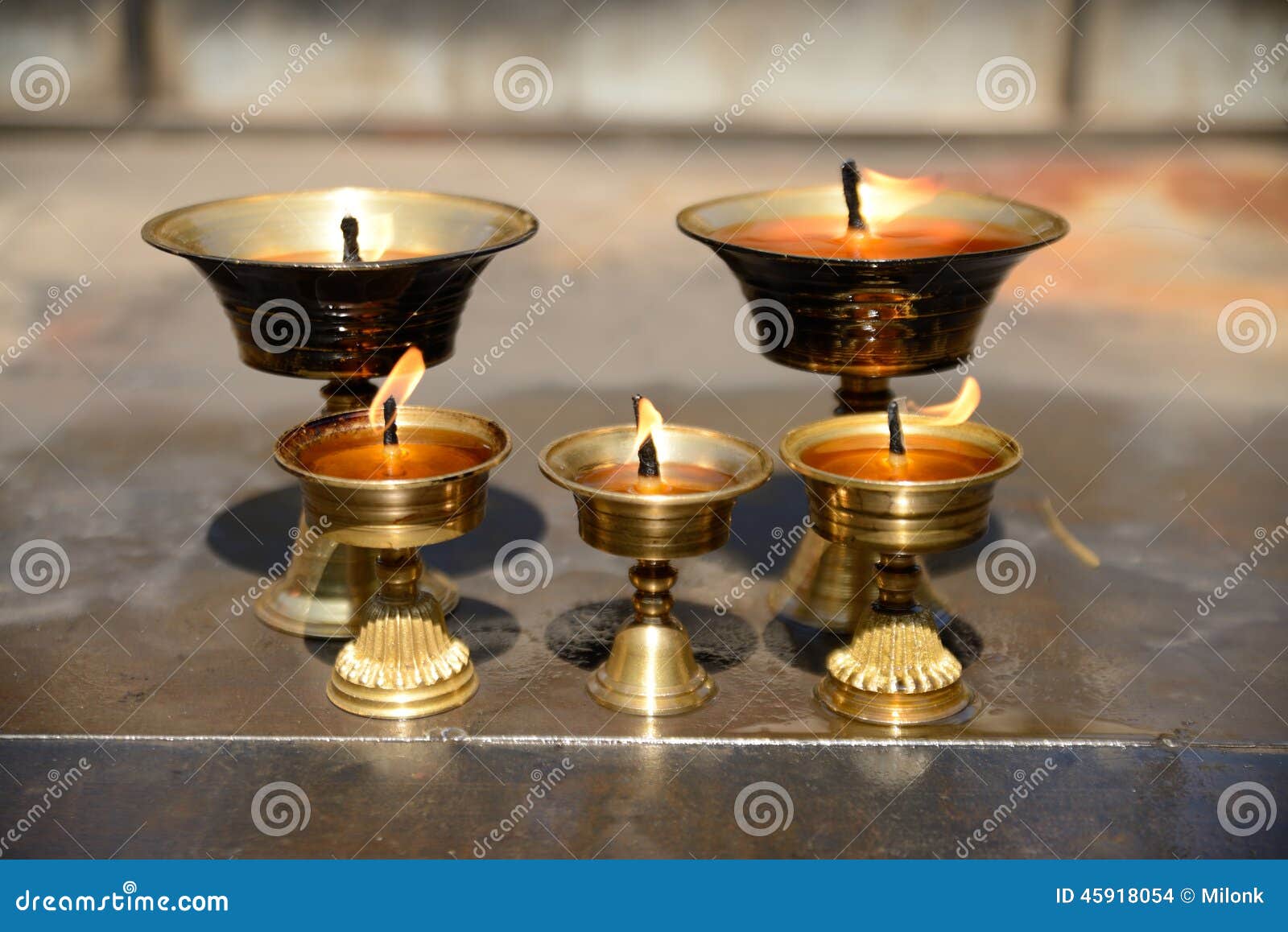 Butter Lamps With Flames In The Temple Royalty-Free Stock Photography ...