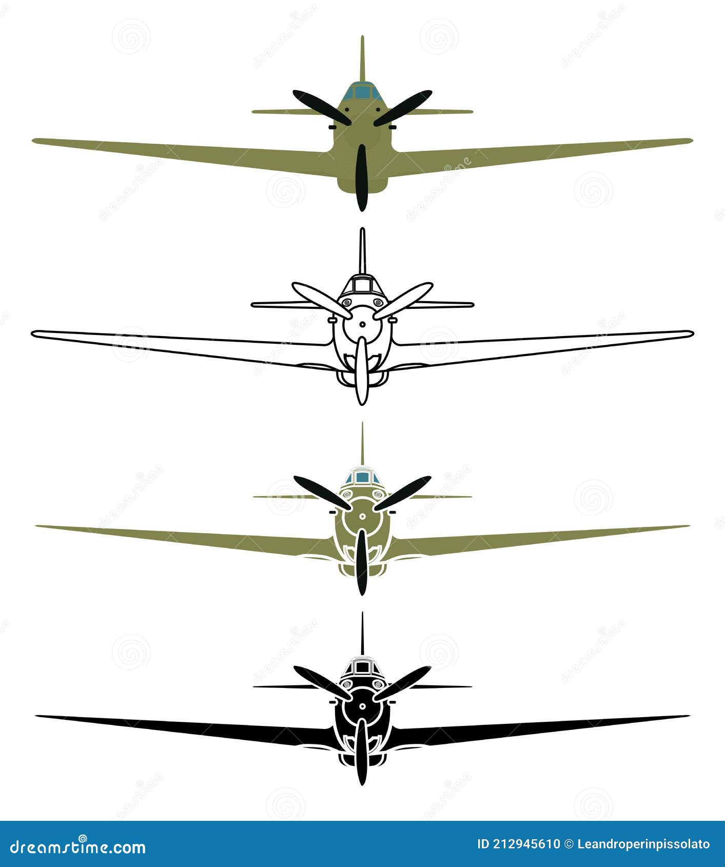 Yak 1 in front view stock vector. Illustration of aeronautics - 212945610