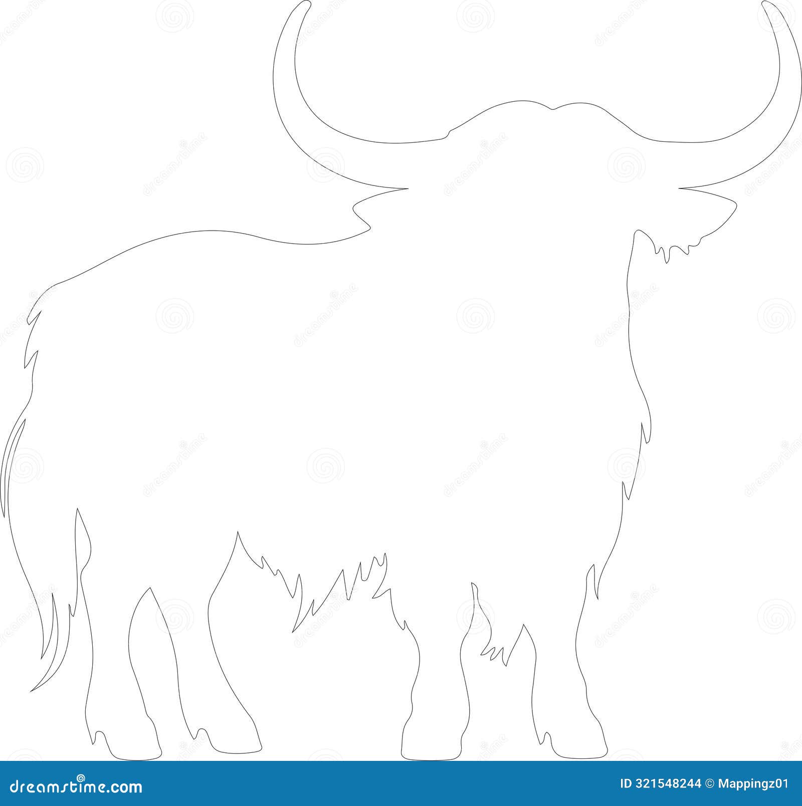 Yak Outline Silhouette Generative Ai Stock Vector - Illustration of ...