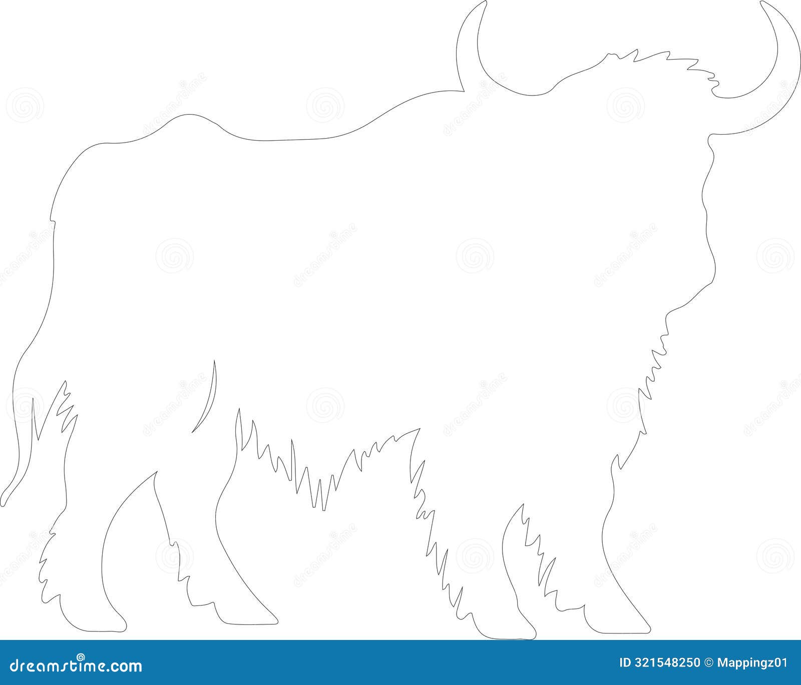 Yak Outline Silhouette Generative Ai Stock Vector - Illustration of ...