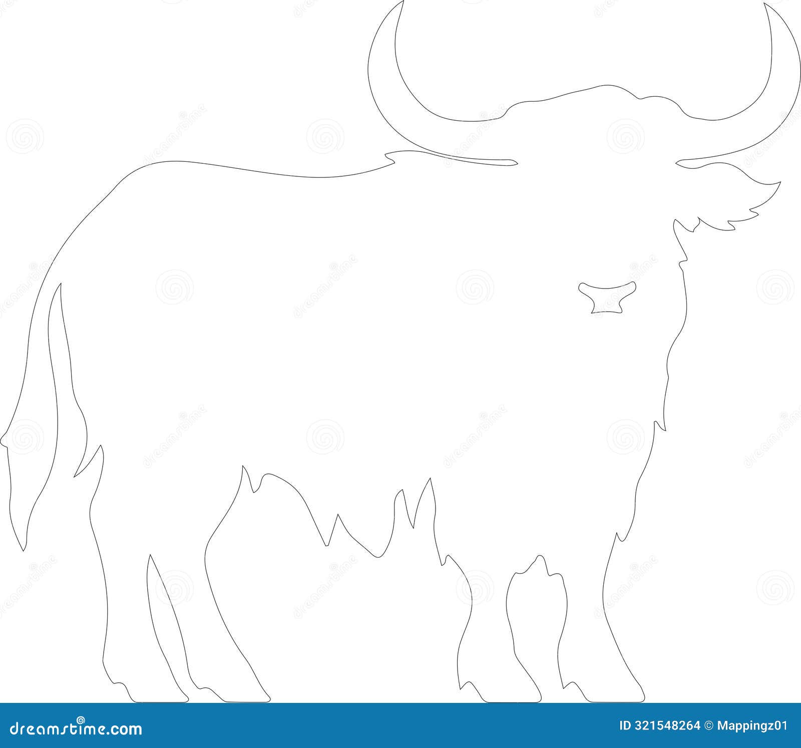 Yak Outline Silhouette Generative Ai Stock Vector - Illustration of ...