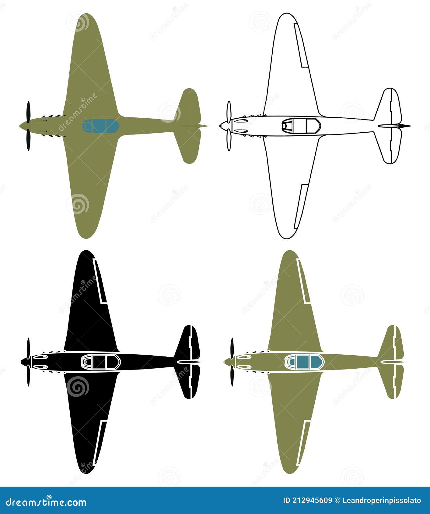 Yak 1 in top view stock vector. Illustration of flight - 212945609