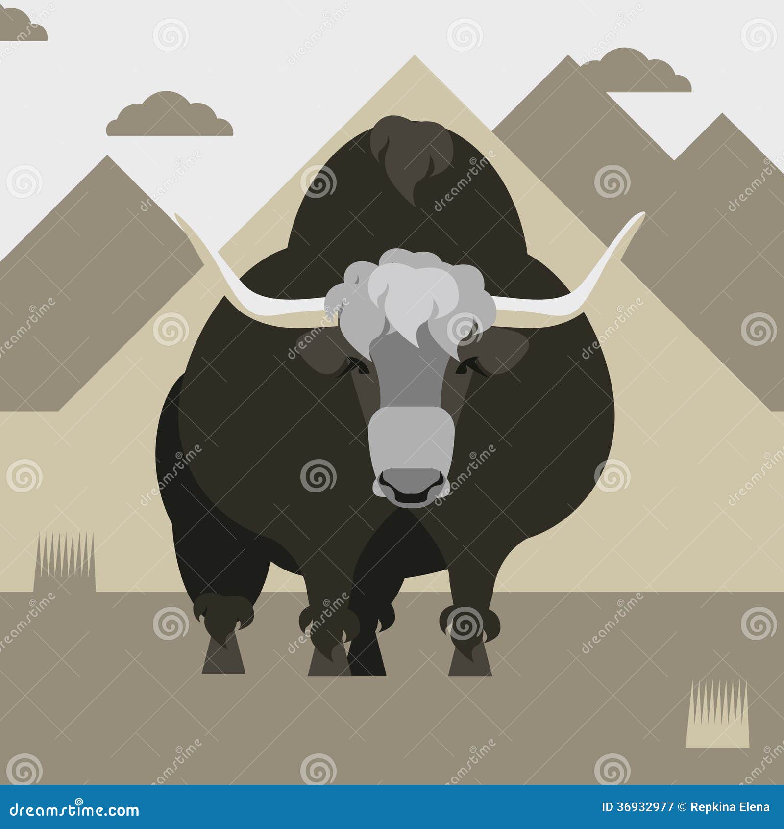Yak stock vector. Illustration of portrait, design, vector - 36932977