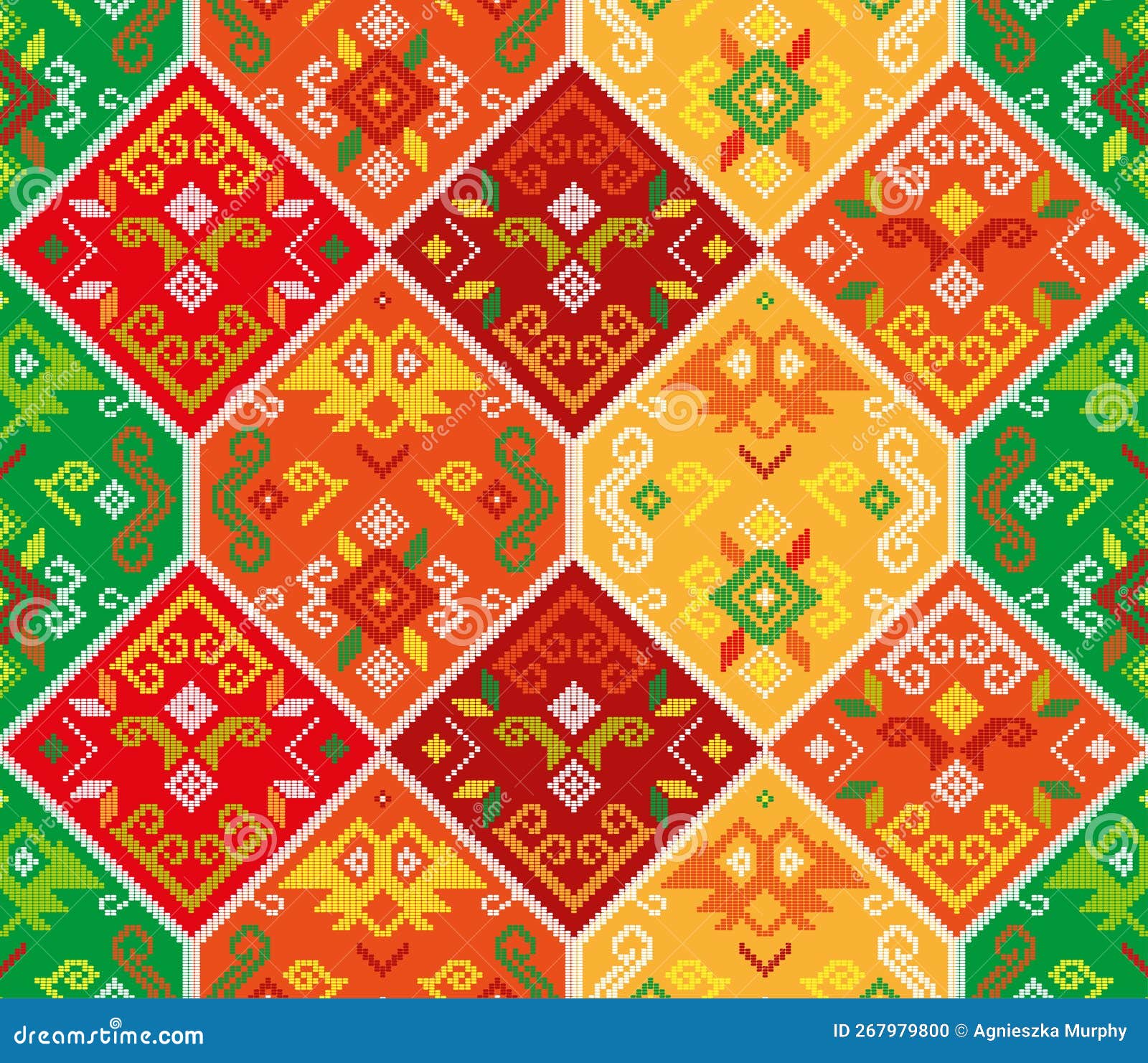 Filipino Folk Art - Yakan Cloth Inspired Vector Seamless Pattern, Retro ...
