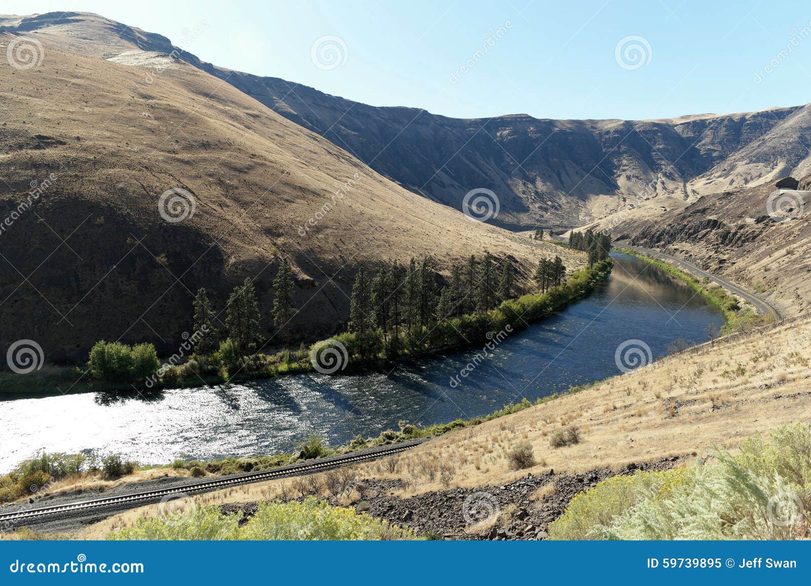 Yakima River in Yakima Canyon. Stock Image - Image of mountains, view ...