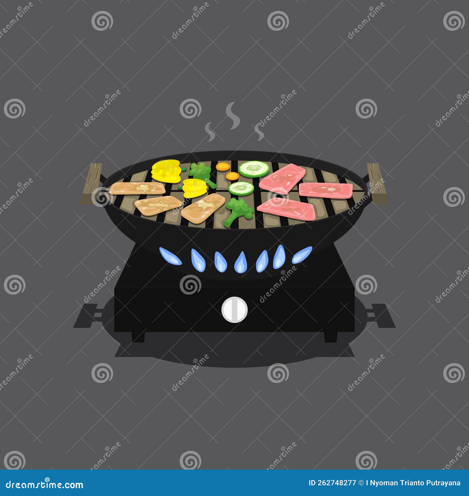 Yakiniku Background. Design with Cartoon Style Stock Vector ...