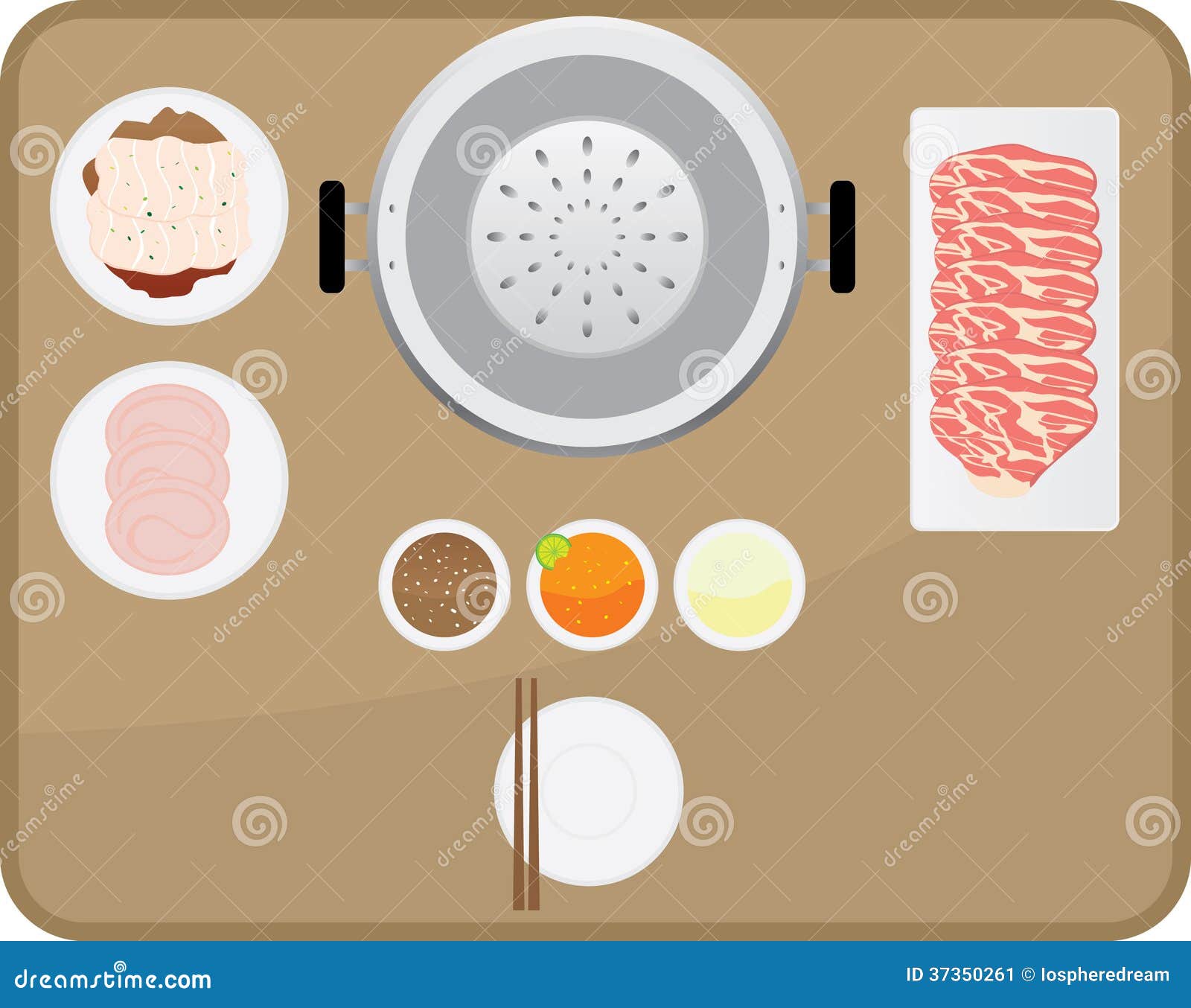 Yakiniku Meal Set with Three Sauce Stock Vector - Illustration of dish ...