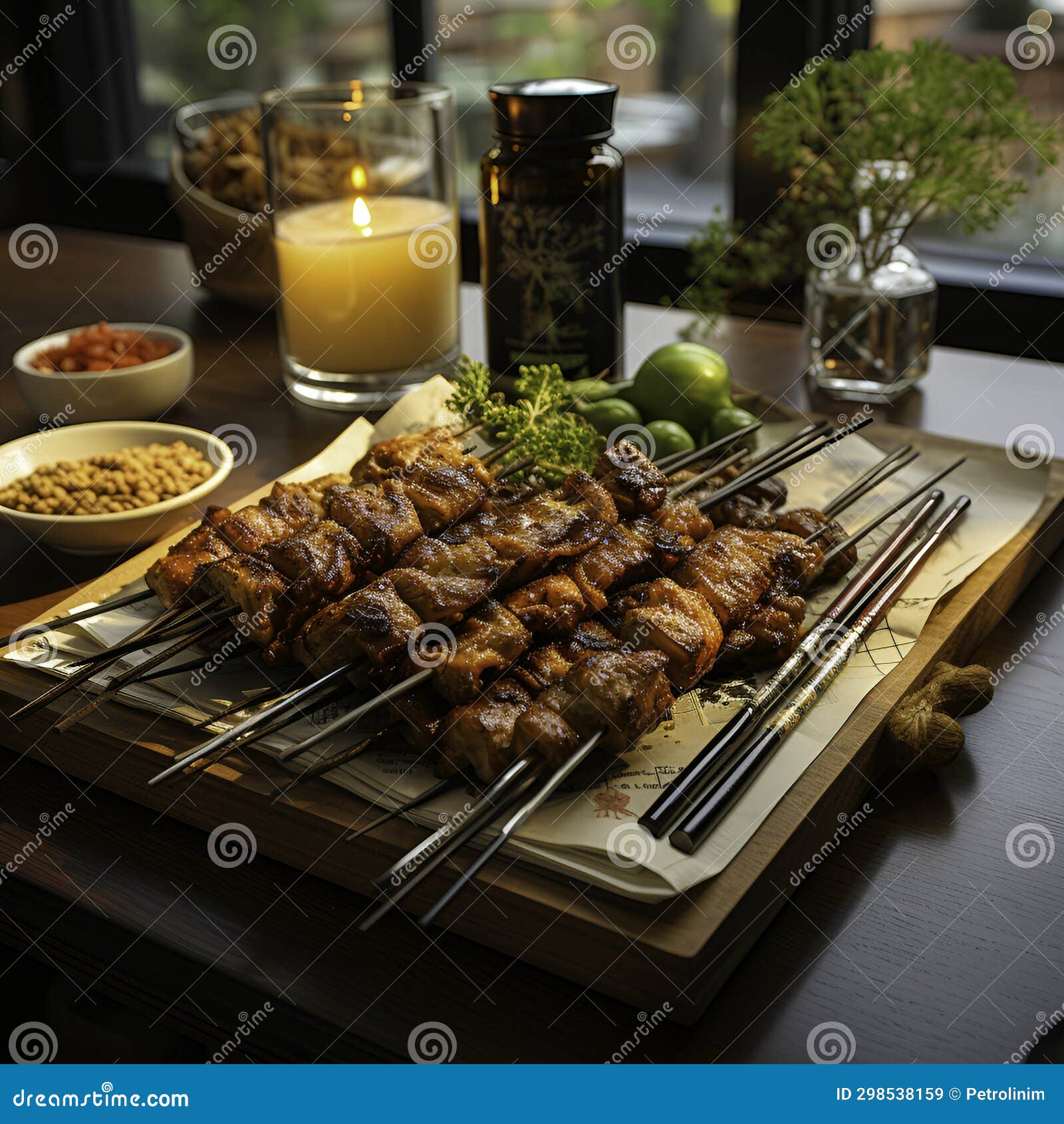 Yakitori on a Typical Table Stock Illustration - Illustration of ...