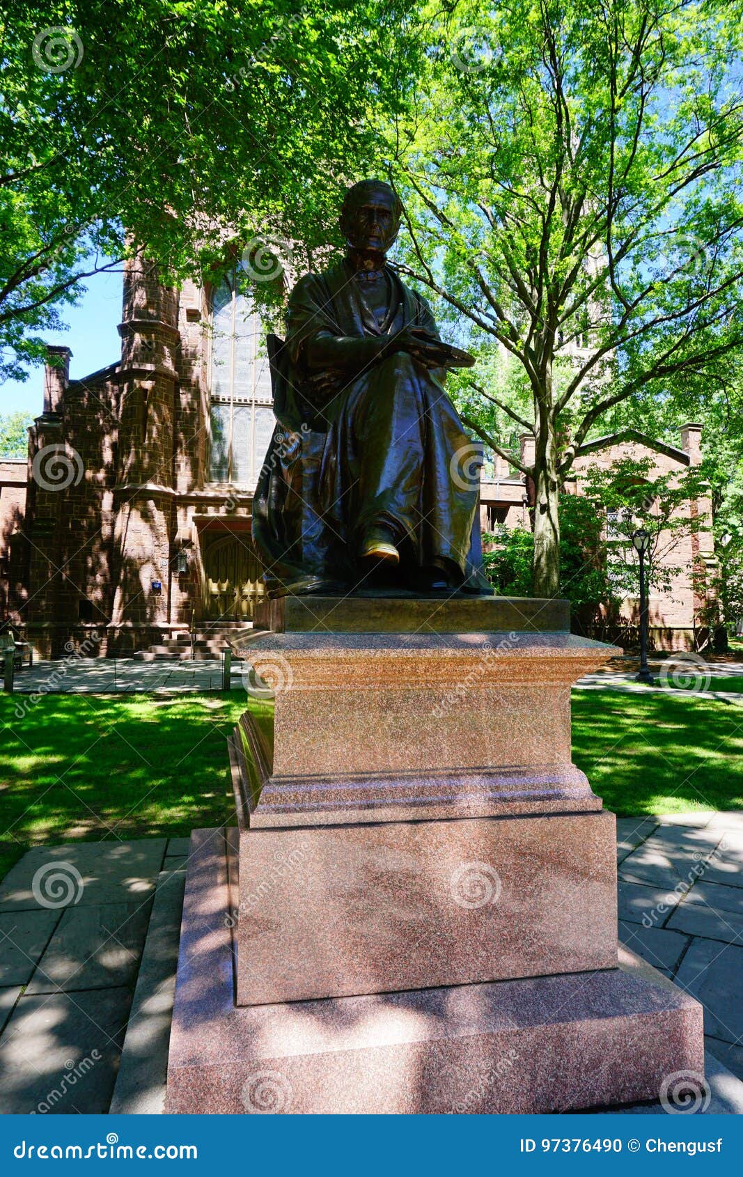 Yale campus statue stock photo. Image of historic, brick - 97376490