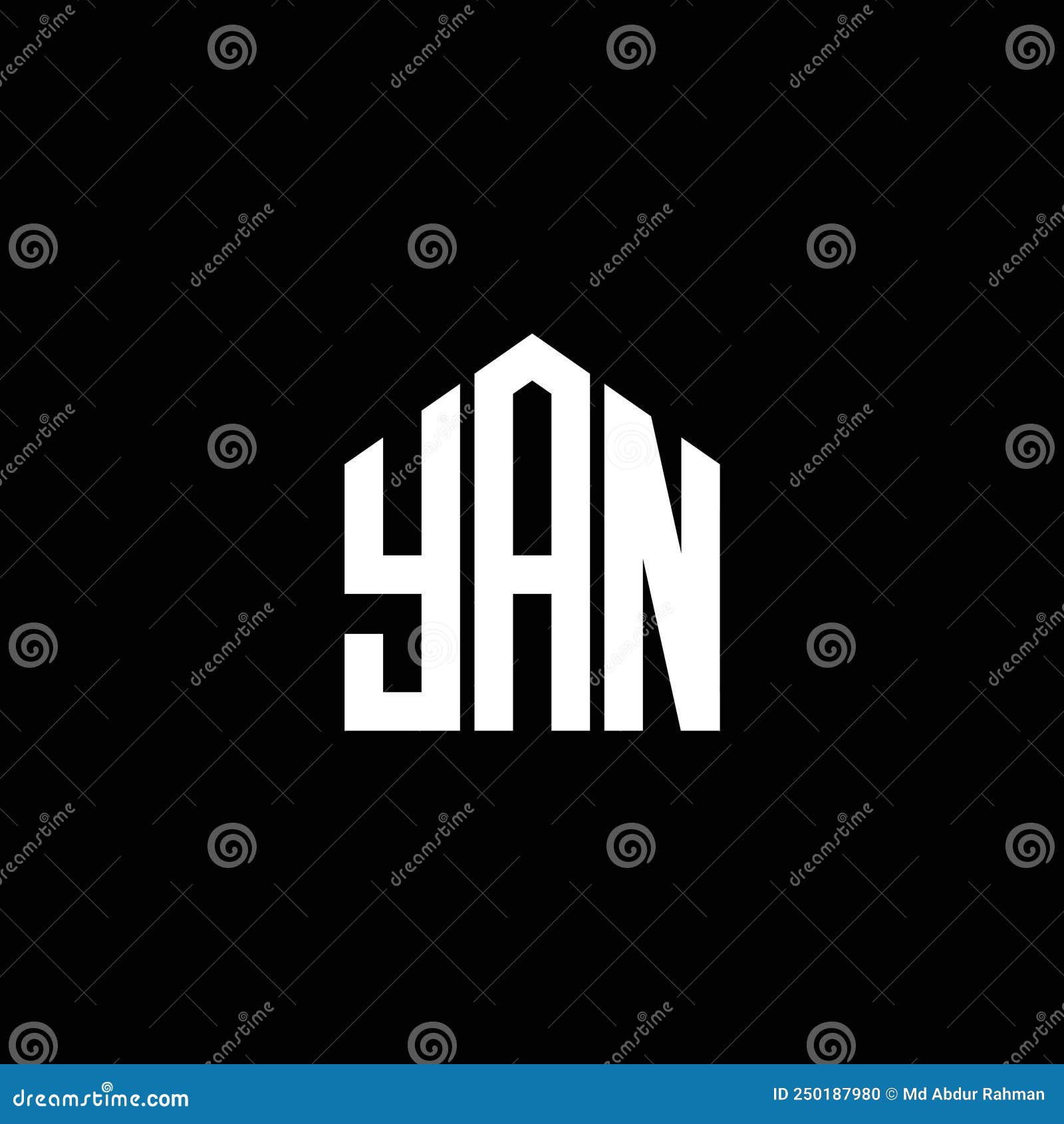 YAN Letter Logo Design on BLACK Background. YAN Creative Initials ...
