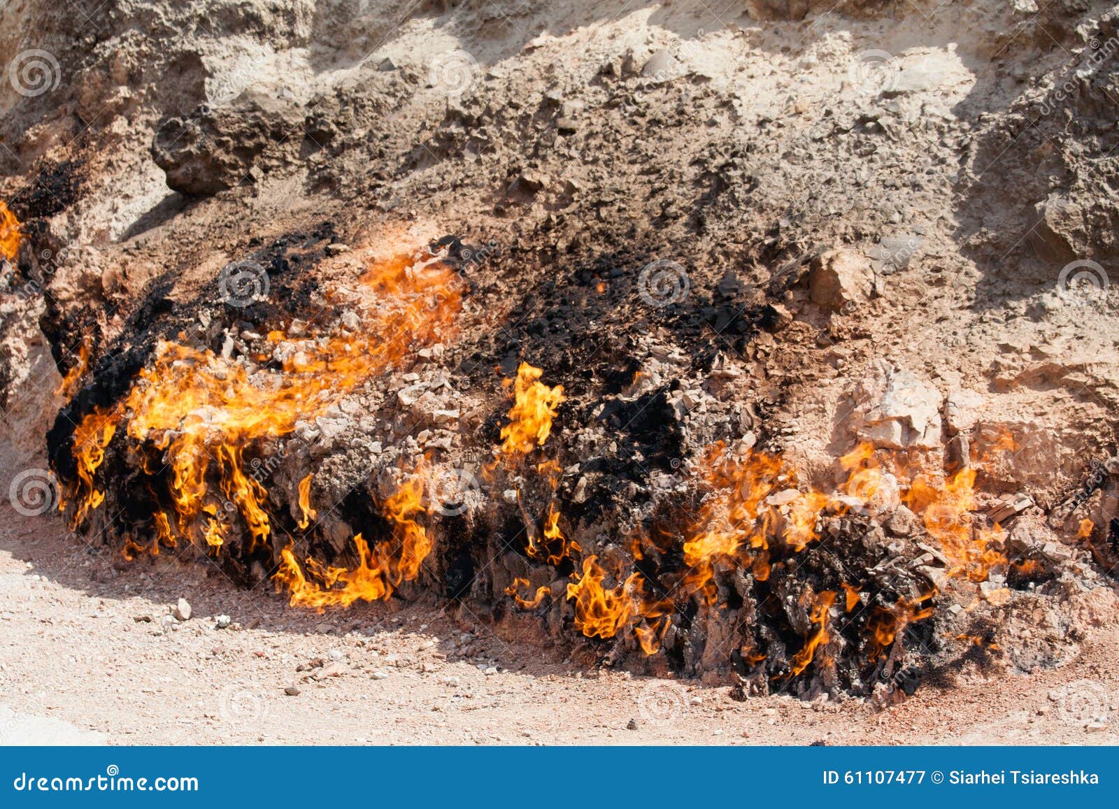 Yanar Dag - Burning Mountain. Azerbaijan. Closeup Stock Image - Image ...