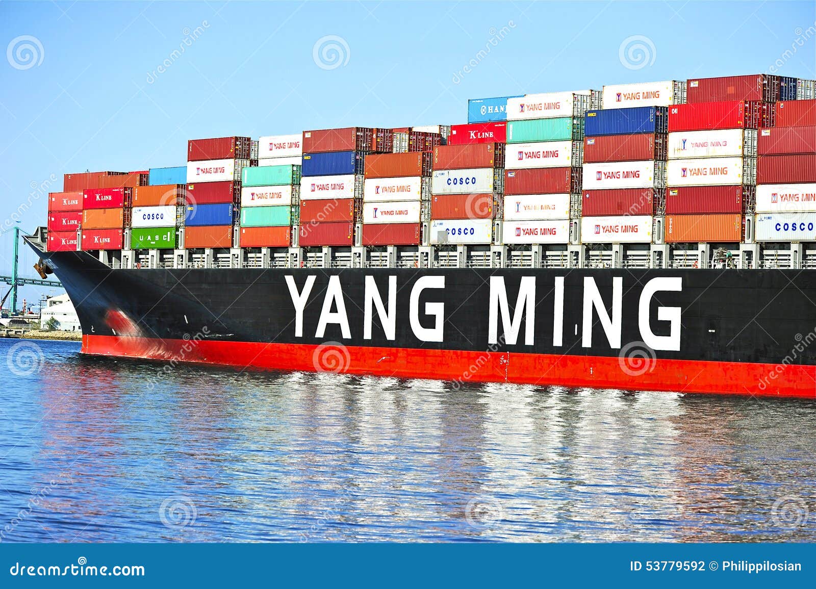 Yang Ming Marine Transport Vessel Fotografia Editorial - Imagem de bens ...