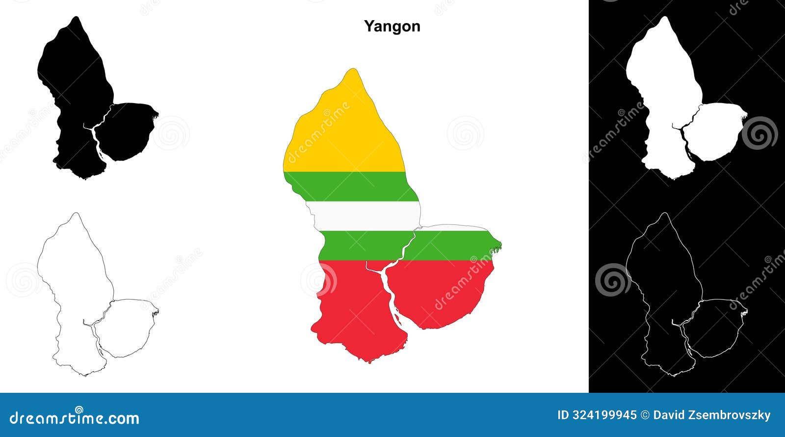 Yangon Outline Map Vector Illustration | CartoonDealer.com #360612644