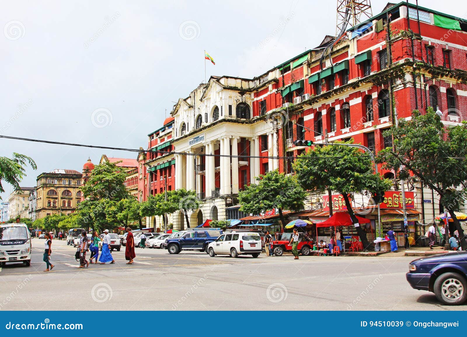 Yangon Colonial Building, Myanmar Editorial Stock Image - Image of ...