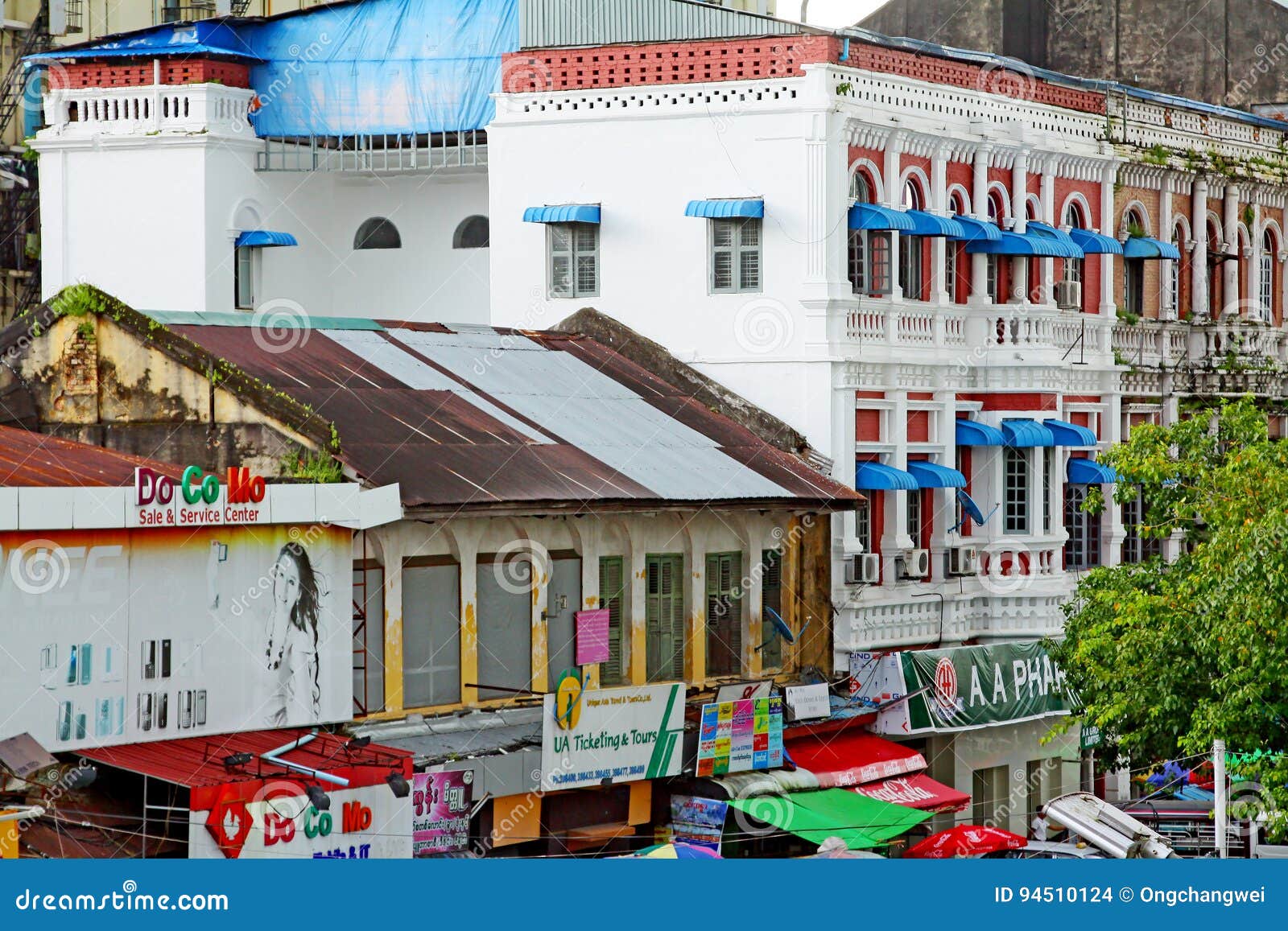 Yangon Colonial Building, Myanmar Editorial Stock Image - Image of ...