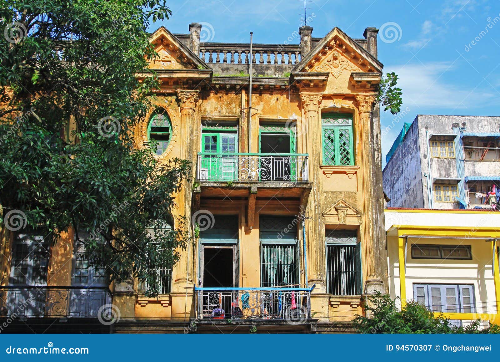 Yangon Colonial Building, Myanmar Editorial Photography - Image of ...
