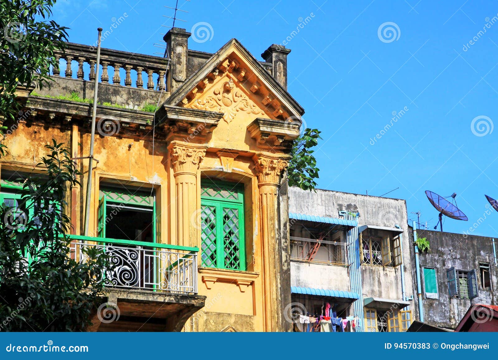 Yangon Colonial Building, Myanmar Editorial Stock Photo - Image of ...