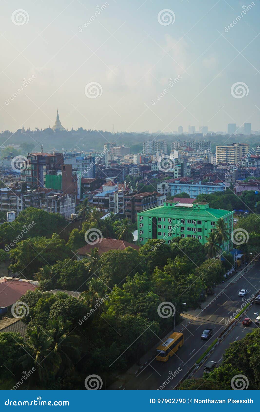 Yangon Landscape in the Morning, Myanmar Editorial Image - Image of ...