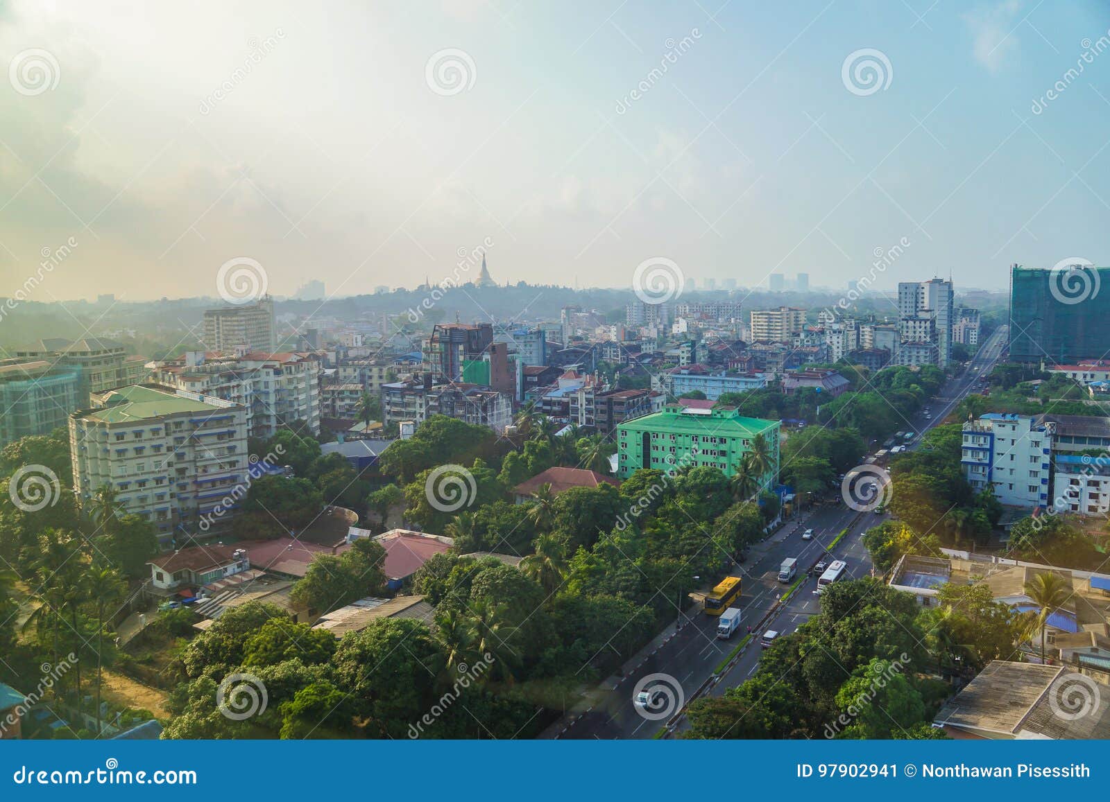 Yangon Landscape in the Morning, Myanmar Editorial Photo - Image of ...