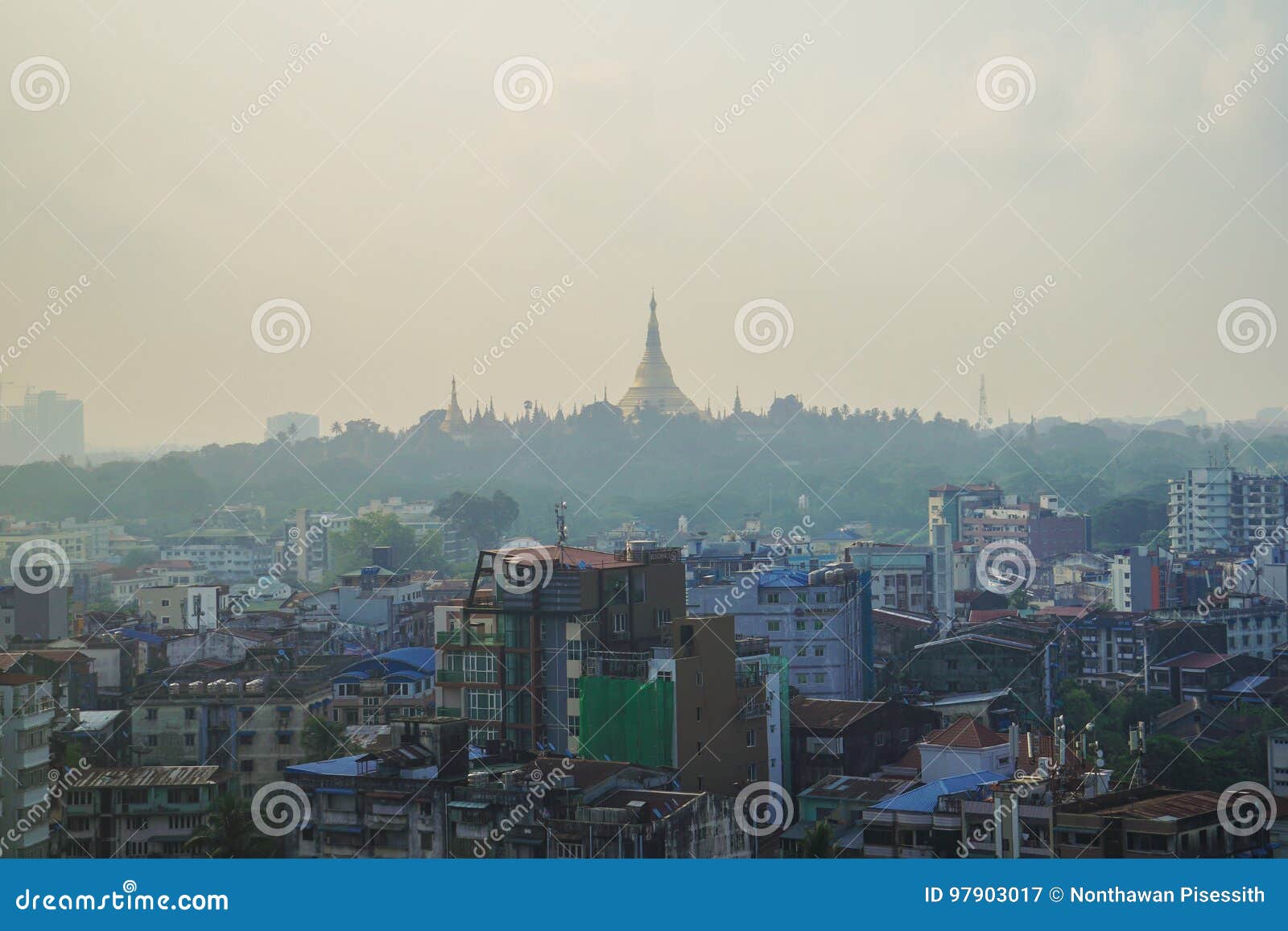Yangon Landscape in the Morning, Myanmar Editorial Photography - Image ...