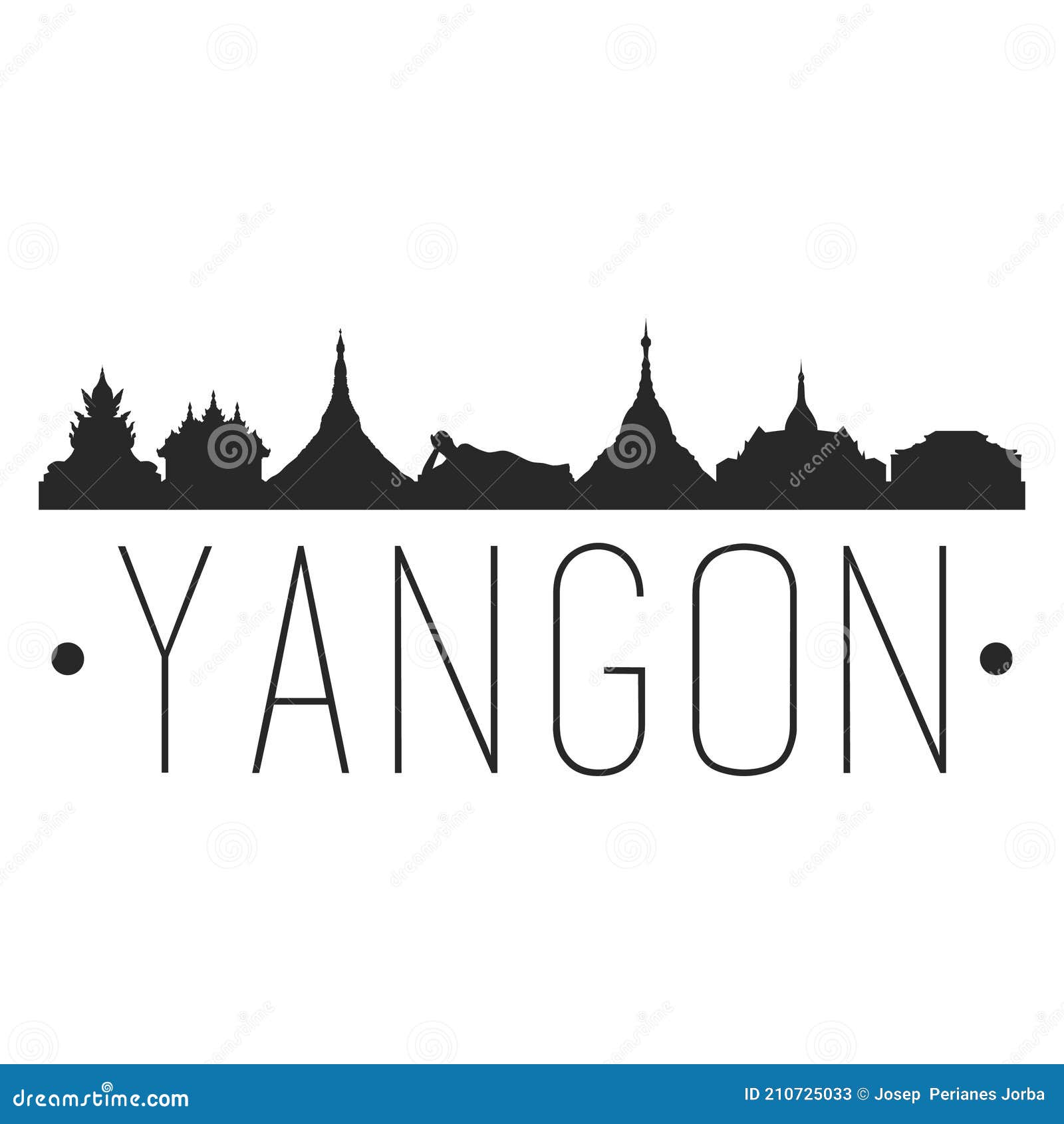 Yangon Myanmar. City Skyline. Silhouette City. Design Vector. Famous ...