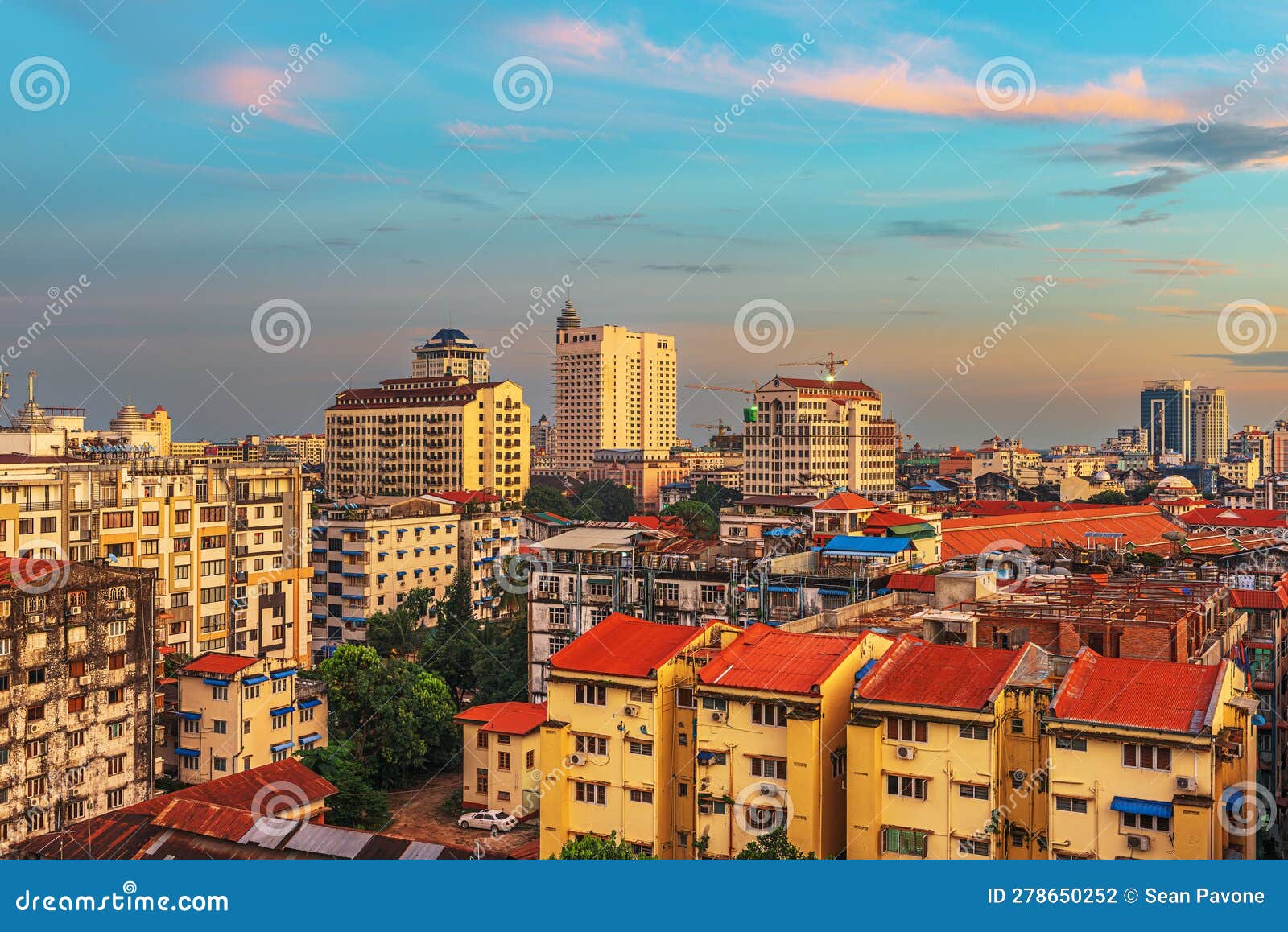 Yangon, Myanmar Downtown Skyline Stock Photo - Image of attraction ...