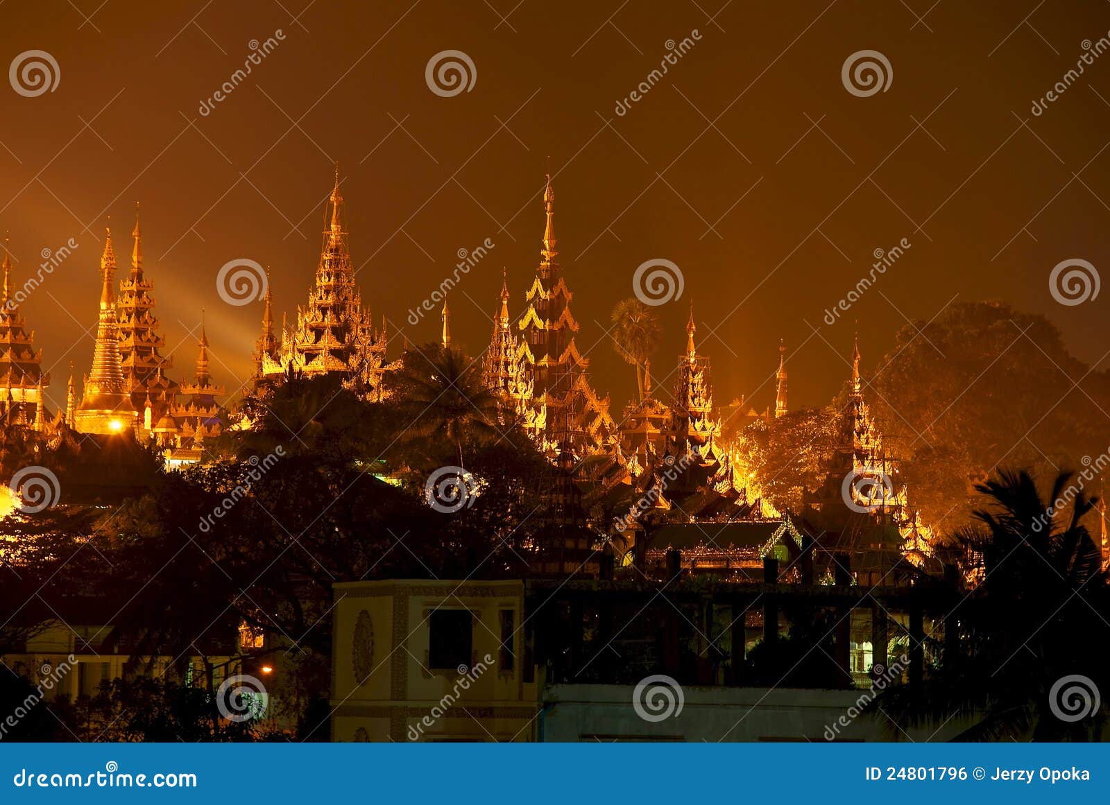 Yangon by night stock photo. Image of asian, myanmar - 24801796