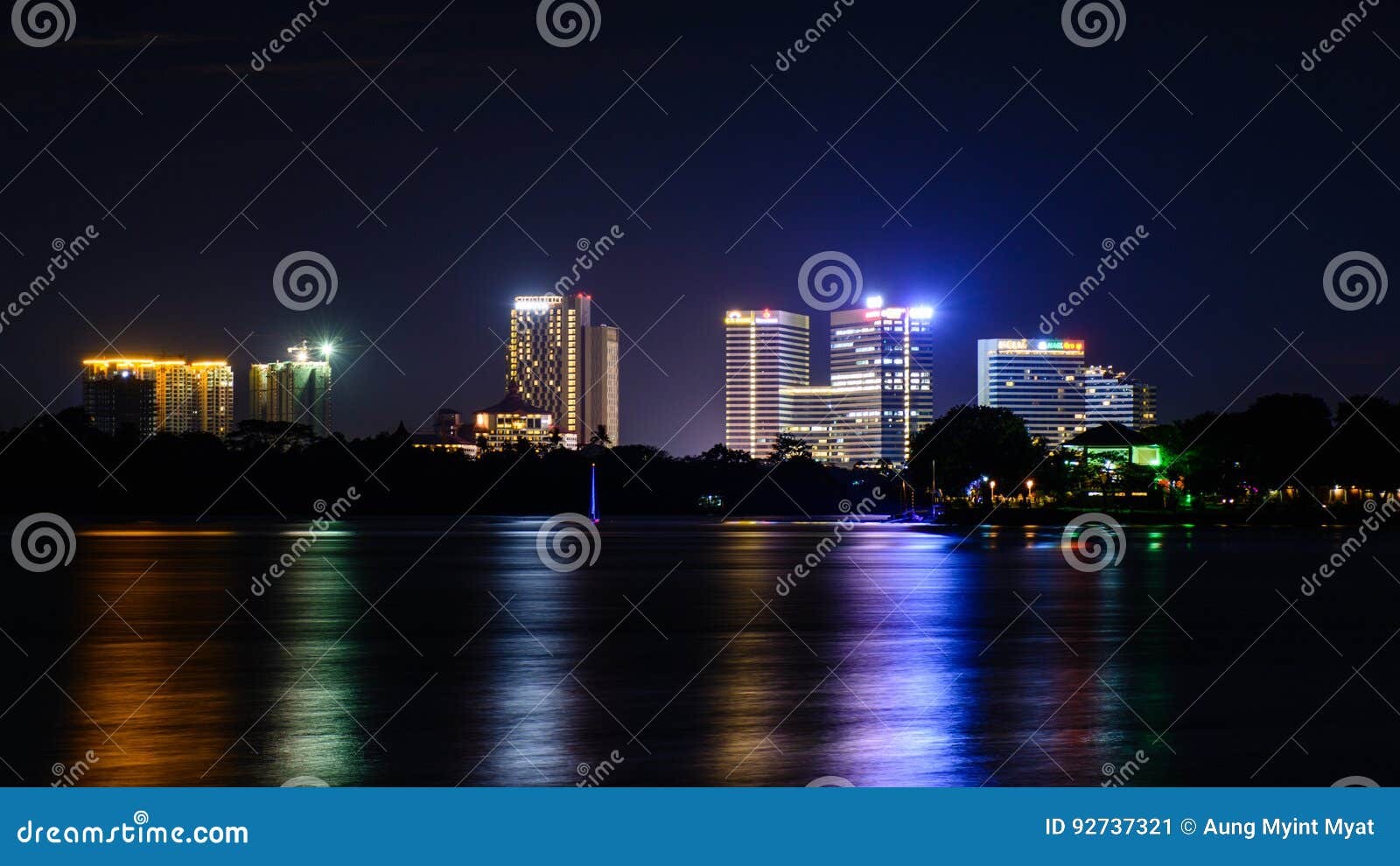 Night View of Yangon City Over Inya Lake, May-2017 Editorial Photo ...