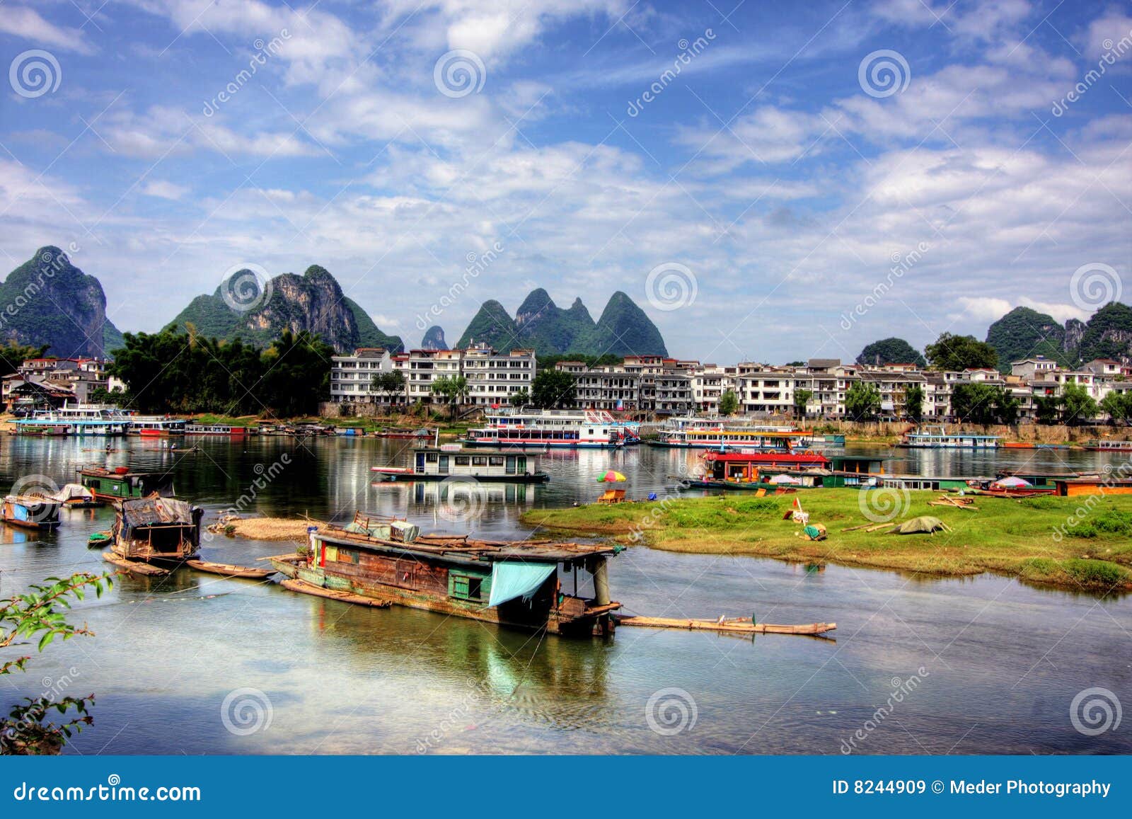 Yangshuo stock image. Image of mountain, asian, rafting - 8244909