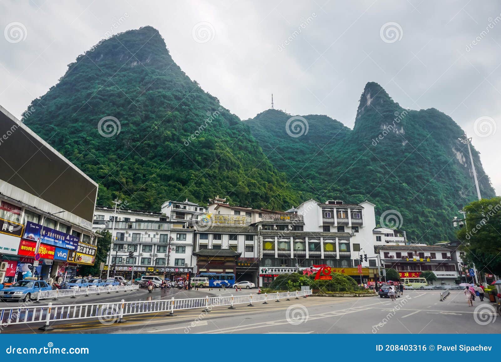Yangshuo, China - May 18, 2019: Landscape and Architecture of Yangshuo ...