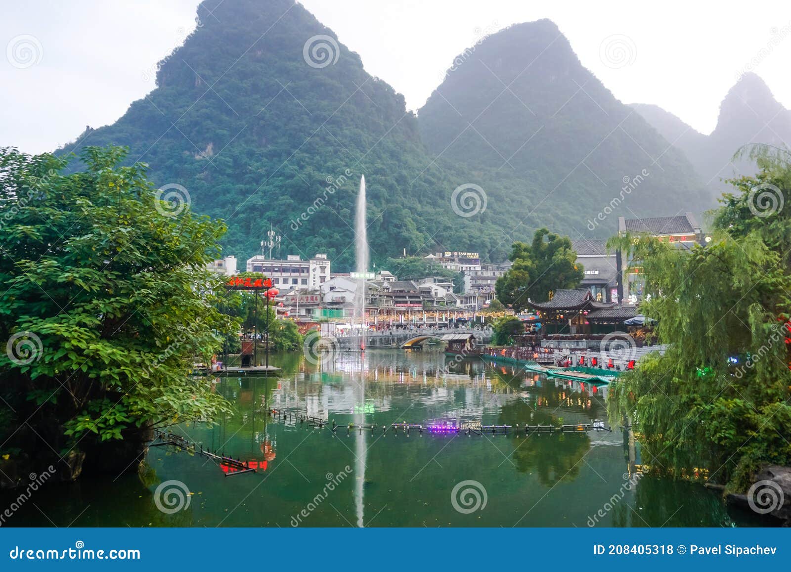 Yangshuo, China - May 18, 2019: Landscape and Architecture of Yangshuo ...