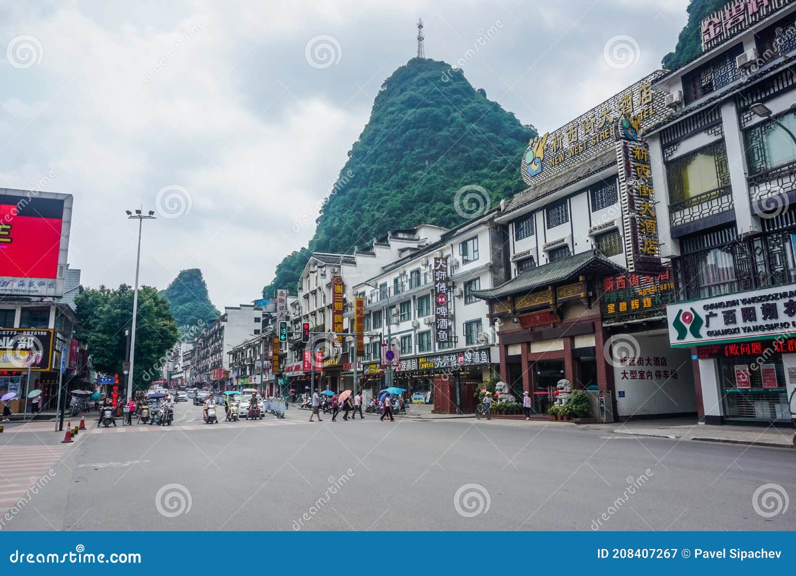 Yangshuo, China - May 18, 2019: Landscape and Architecture of Yangshuo ...