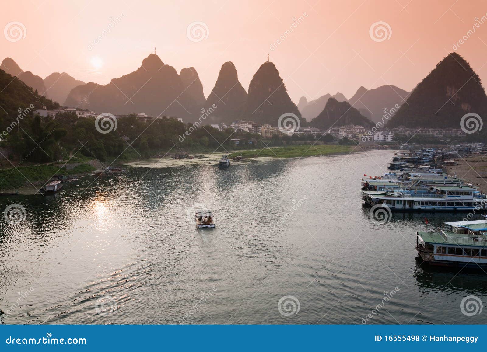 Yangshuo sunset stock photo. Image of hill, grotesque - 16555498