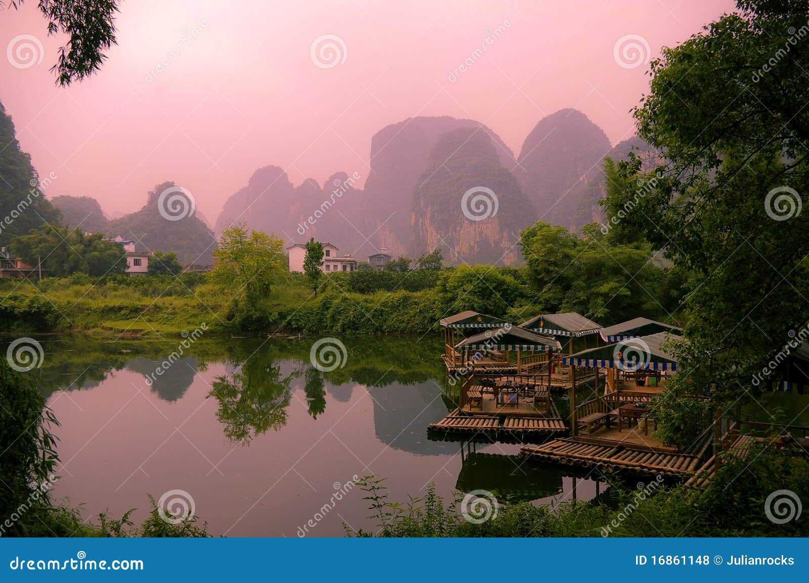 Yangshuo sunset stock photo. Image of tourism, river - 16861148