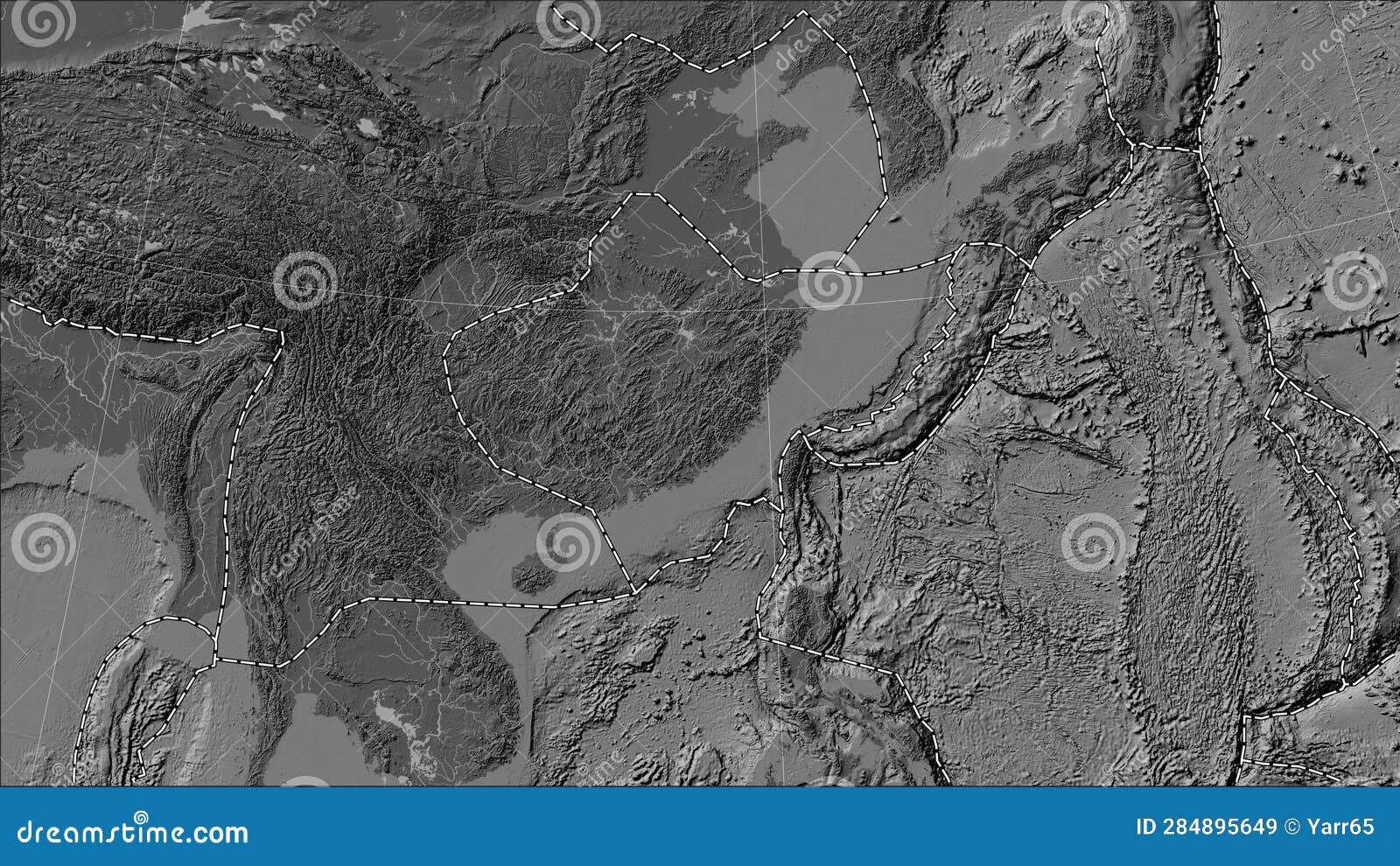 Yangtze Plate - Boundaries. Bilevel Map Stock Illustration ...