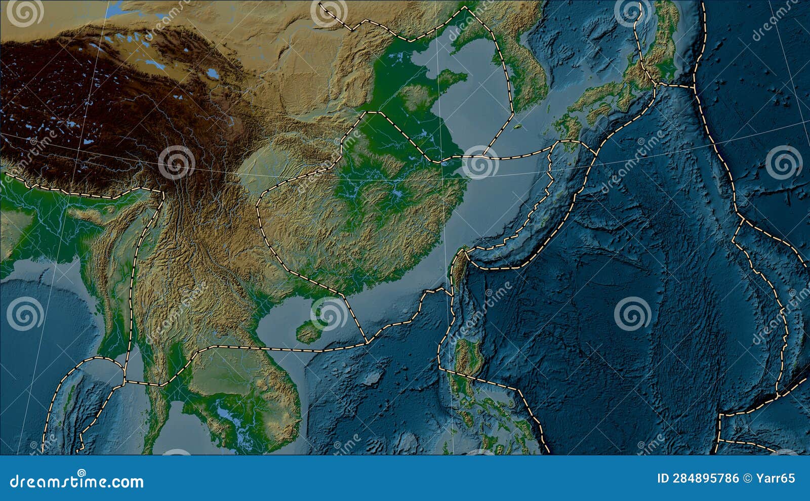 Yangtze Plate - Boundaries. Physical Map Stock Illustration ...